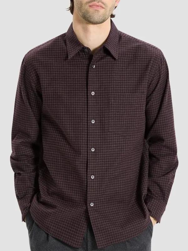 Theory Woods Check Weekend Shirt - Deep Eggplant Multi