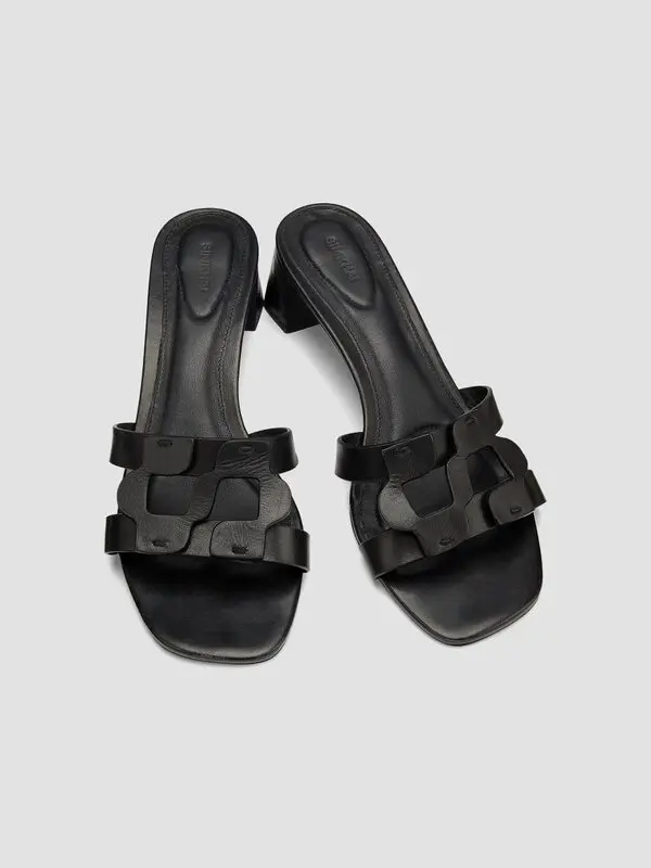 Simkhai Monogram 50mm Leather Block-heel Sandals - Black