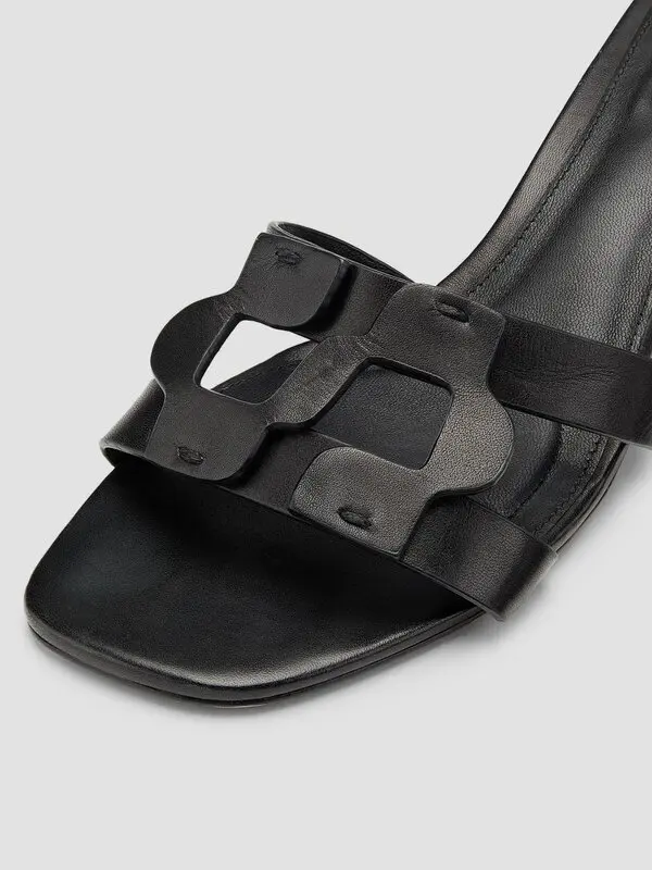 Simkhai Monogram 50mm Leather Block-heel Sandals - Black