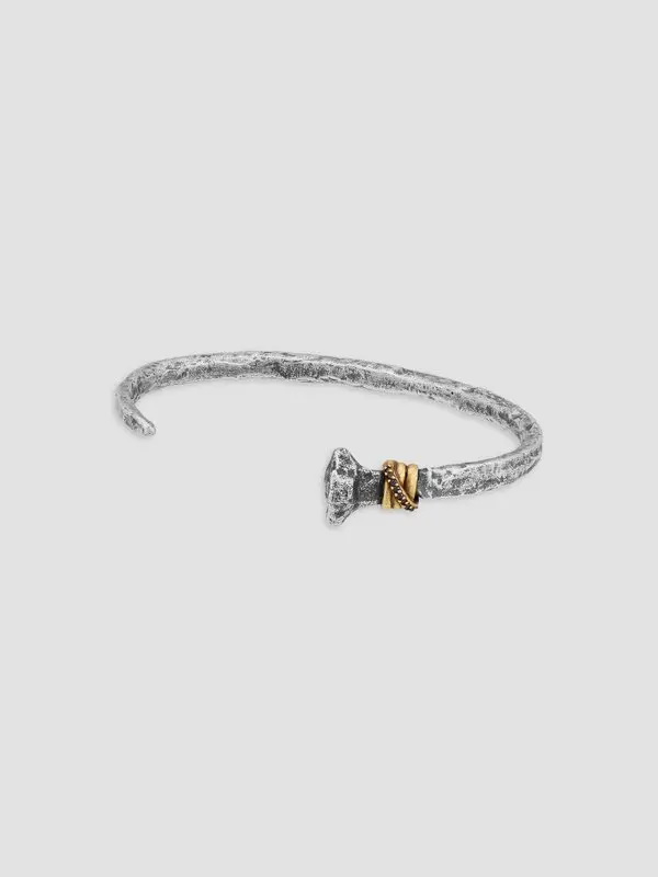 John Varvatos Nails Two-tone Sterling Brass & 0.05 Tcw Black Diamond Cuff