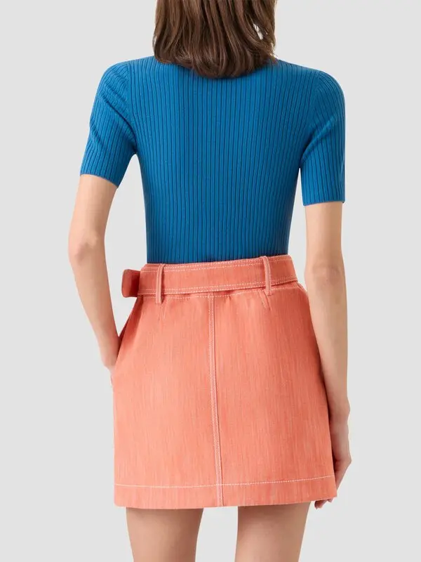 Akris Rib-knit Wool Short-sleeve Polo Shirt