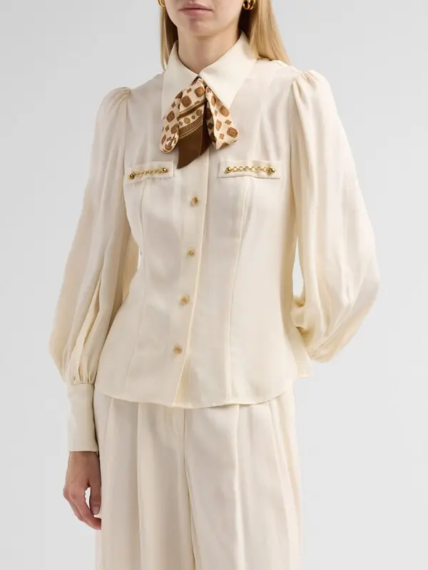 Zimmermann Utility Printed Tieneck Blouse