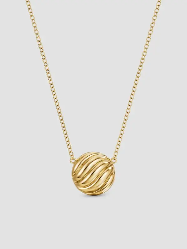 David Yurman Sculpted Cable Pendant Necklace In 18k Yellow 10mm - Gold