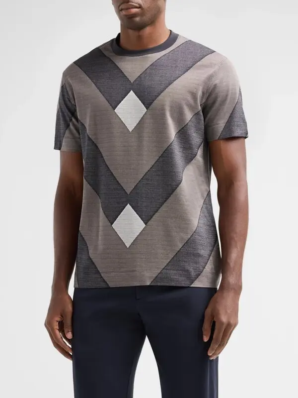 Emporio Armani Geometric-print Jersey Crewneck T-shirt - Multi