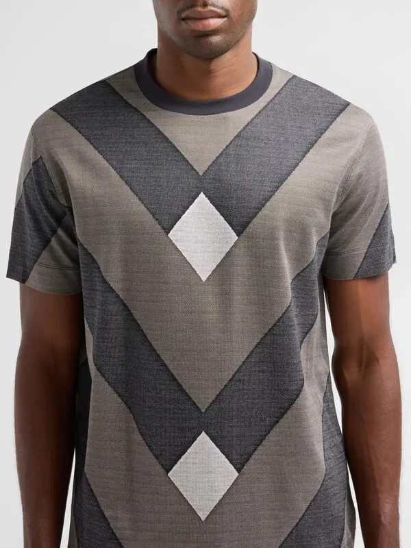 Emporio Armani Geometric-print Jersey Crewneck T-shirt - Multi