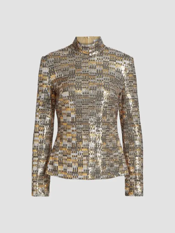 Rosetta Getty Bauhuas Mesh Sequined Top