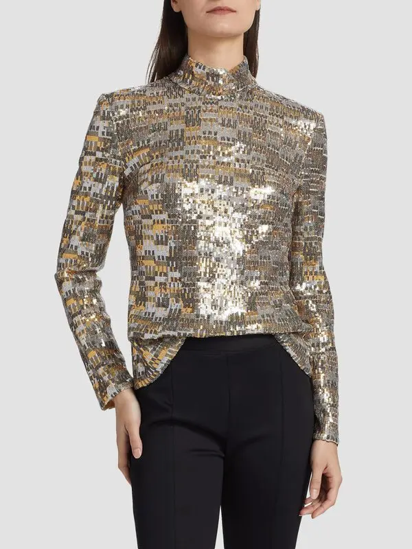 Rosetta Getty Bauhuas Mesh Sequined Top