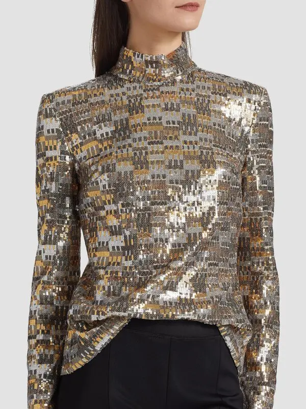 Rosetta Getty Bauhuas Mesh Sequined Top