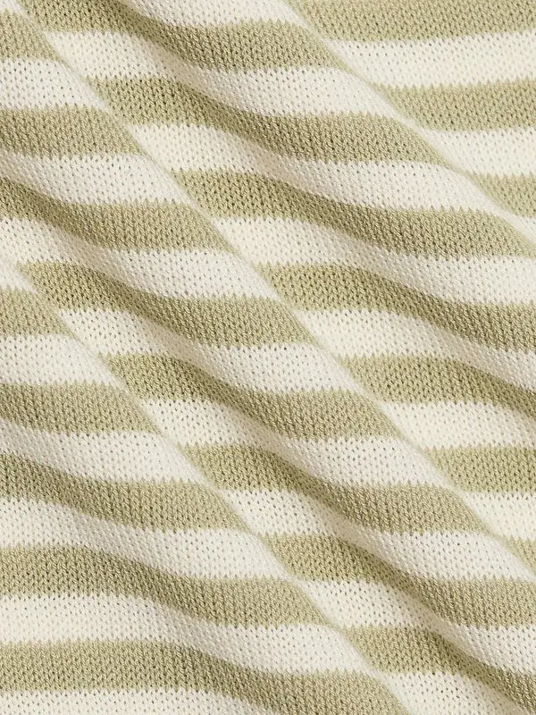 FRAME The Striped Gathered Short-sleeve Sweater