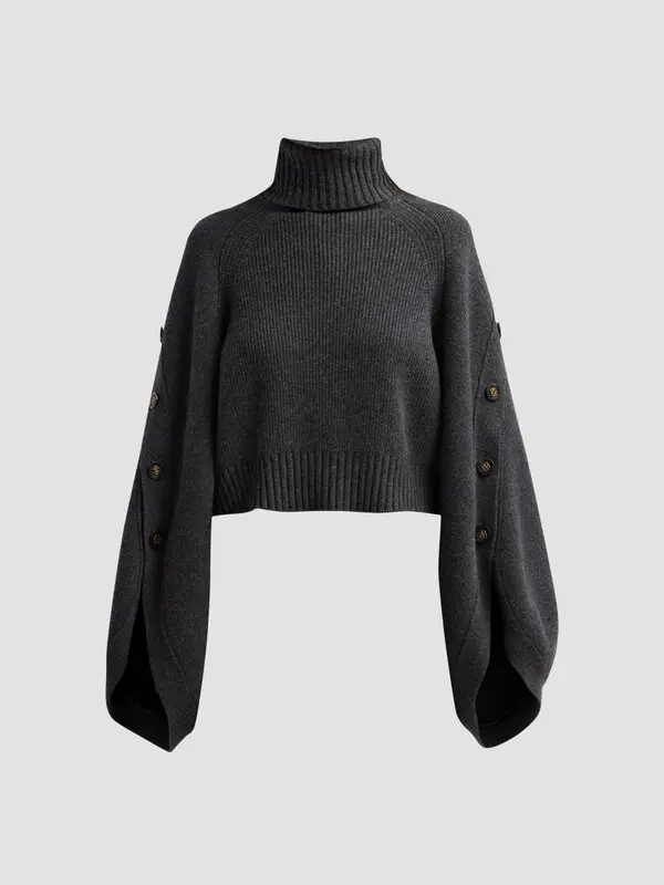 Zimmermann Valiant Buttoned Wool Sweater - Graphite