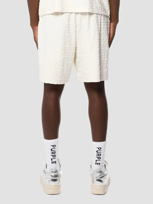 PURPLE BRAND Embossed Logo Terry-towel Shorts