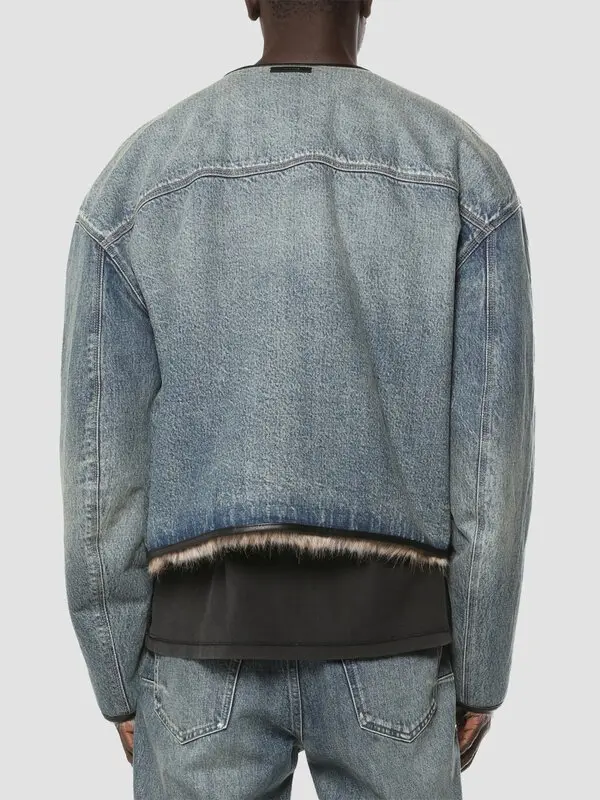 PURPLE BRAND Reversible Faux Fur & Denim Jacket
