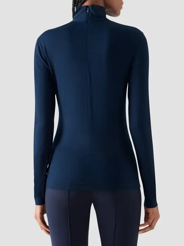 Akris Mock Neck Turtleneck Jersey Top - Navy