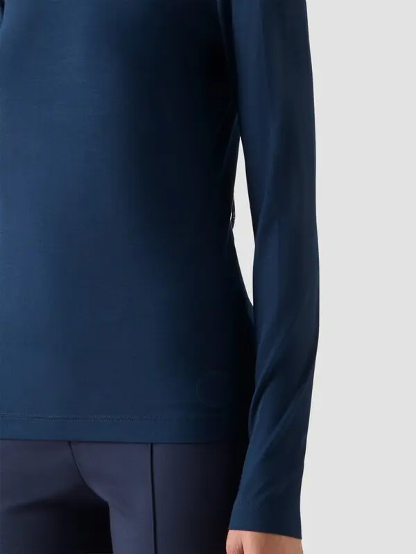 Akris Mock Neck Turtleneck Jersey Top - Navy