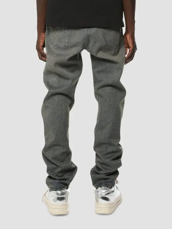 PURPLE BRAND Dirty Wash Cosmos Rhinestone Stacked Jeans