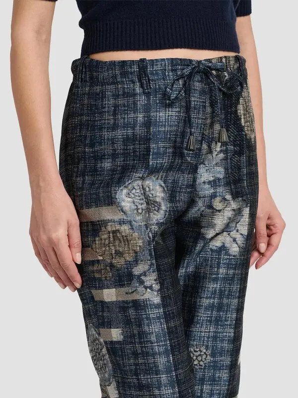 Giorgio Armani Plaid Floral Tapered Trousers