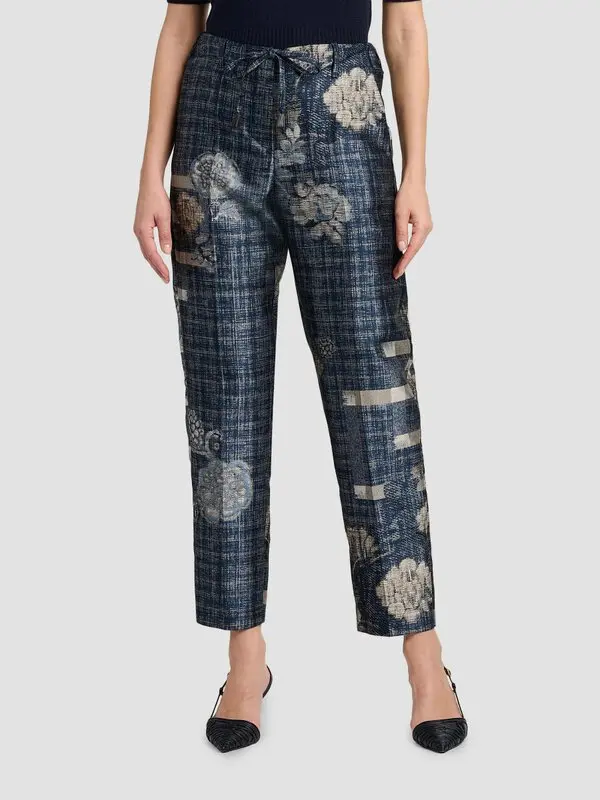 Giorgio Armani Plaid Floral Tapered Trousers