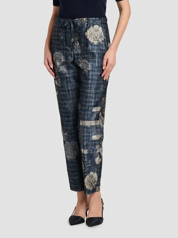 Giorgio Armani Plaid Floral Tapered Trousers