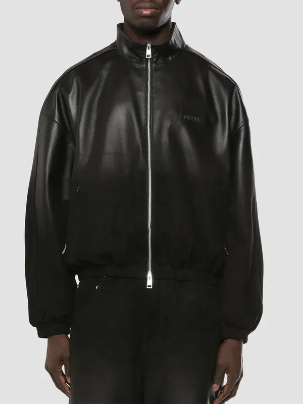 PURPLE BRAND Leather Track Jacket