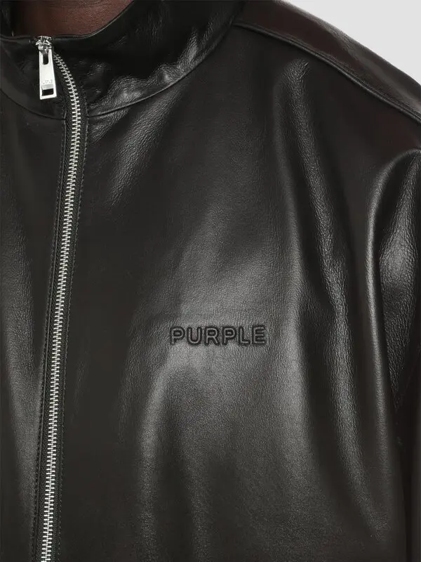 PURPLE BRAND Leather Track Jacket