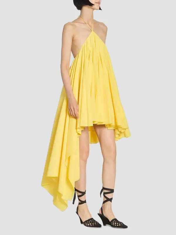 Jacquemus La Abiha Gathered Asymmetric Trapeze Minidress