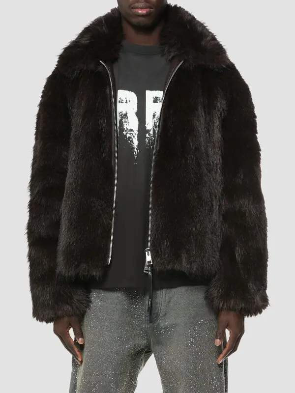 PURPLE BRAND Faux-fur Shawl Jacket