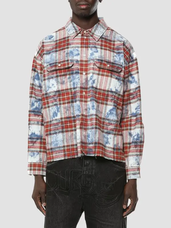 PURPLE BRAND Plaid Embellished Cotton Shirt - Multi