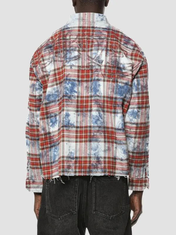PURPLE BRAND Plaid Embellished Cotton Shirt