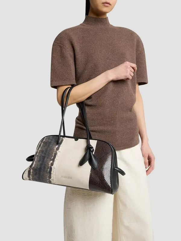 Jacquemus Le Turismo Snake-embossed Leather Bowler