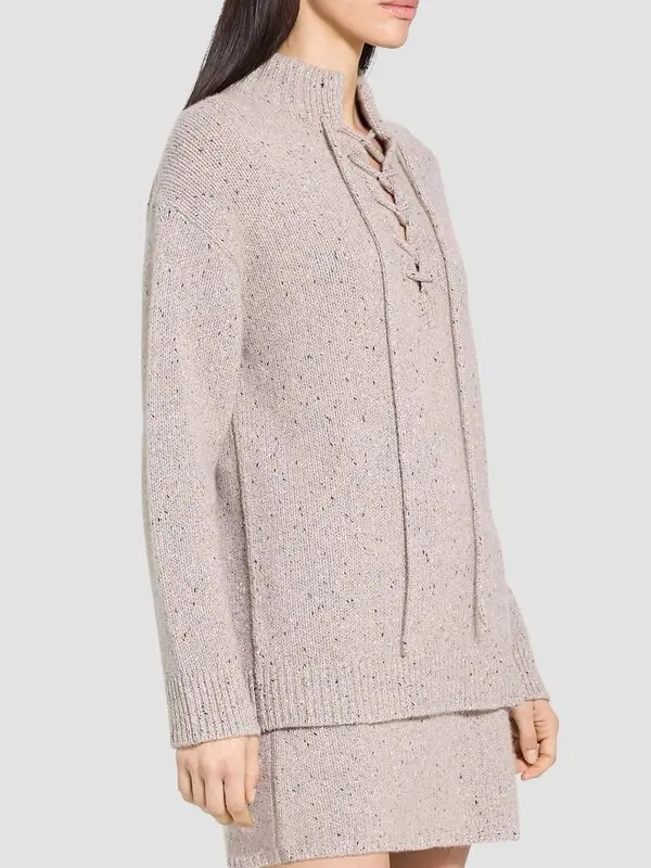 Theory Oversized Drawstring Wool-blend Sweater - Beige Multi