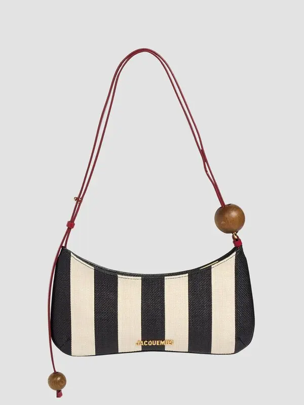 Jacquemus Le Bisou Perle Leather Striped Shoulder Bag - Natural Black