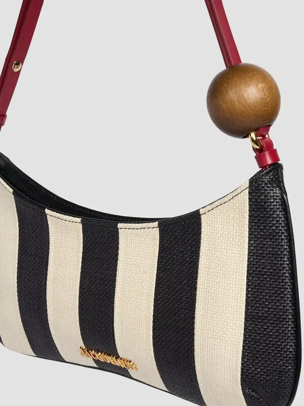 Jacquemus Le Bisou Perle Leather Striped Shoulder Bag - Natural Black