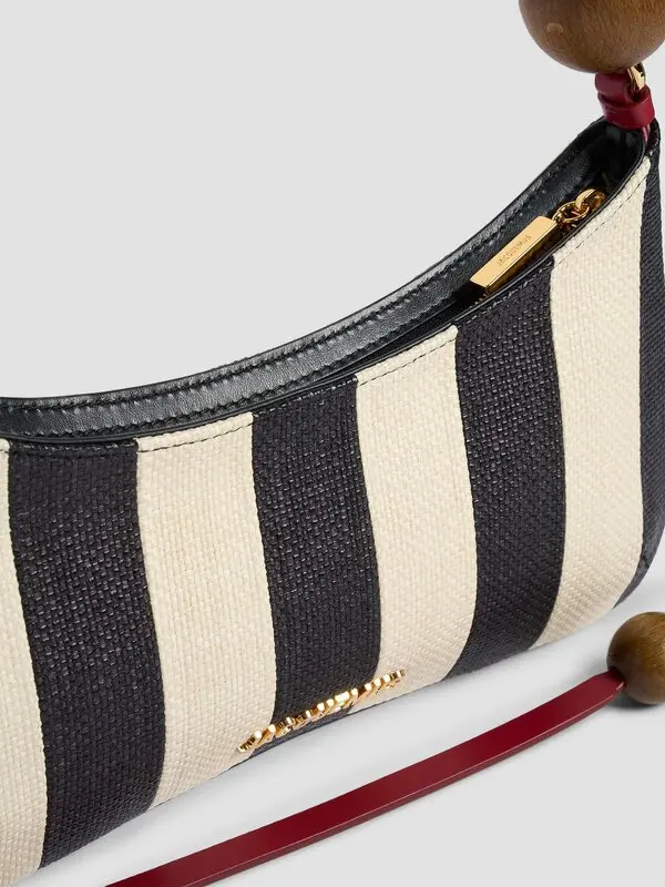 Jacquemus Le Bisou Perle Leather Striped Shoulder Bag - Natural Black