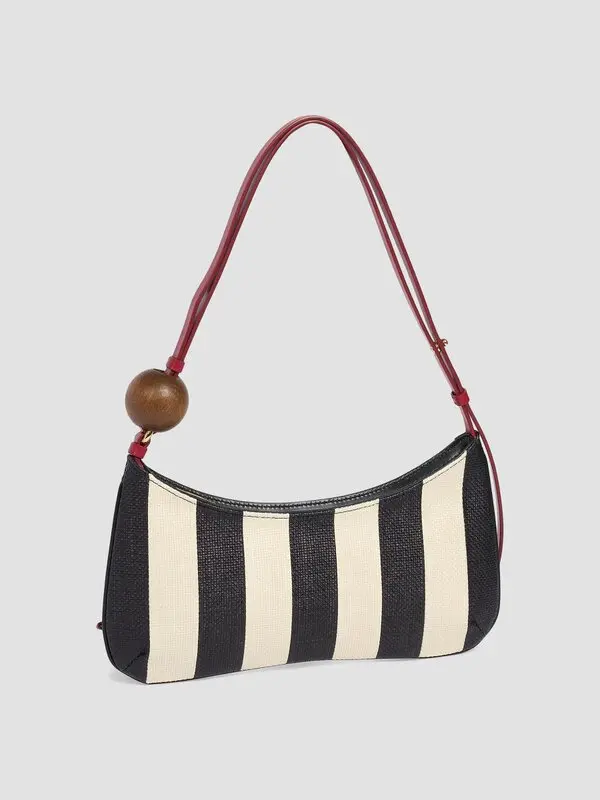 Jacquemus Le Bisou Perle Leather Striped Shoulder Bag - Natural Black
