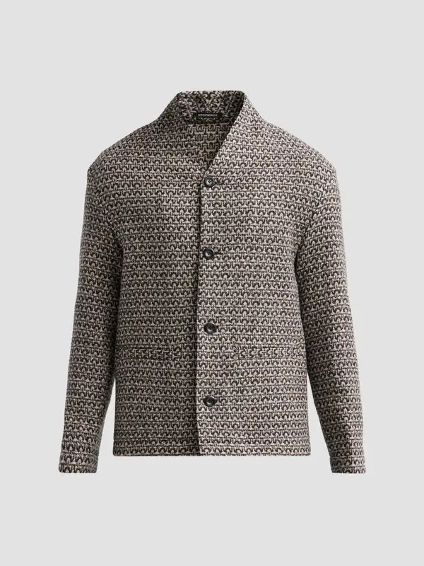 Emporio Armani Geo Tweed-effect Wool Cardigan Jacket