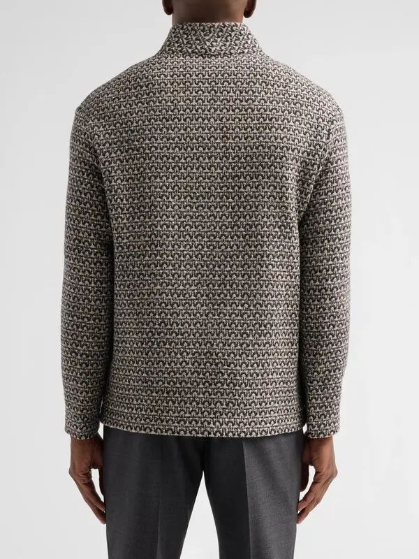 Emporio Armani Geo Tweed-effect Wool Cardigan Jacket
