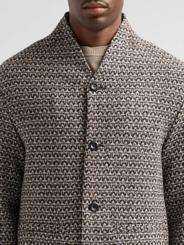 Emporio Armani Geo Tweed-effect Wool Cardigan Jacket