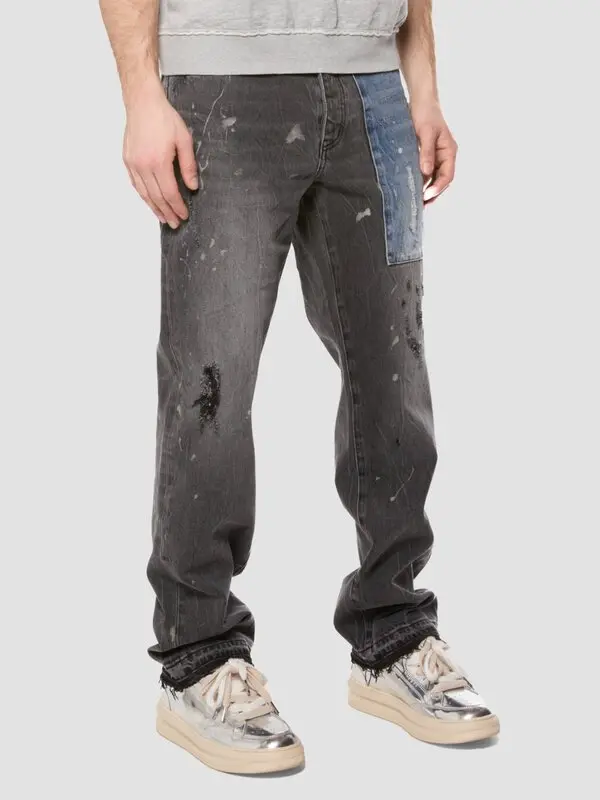 PURPLE BRAND Colorblocked Patchwork Straight-leg Jeans