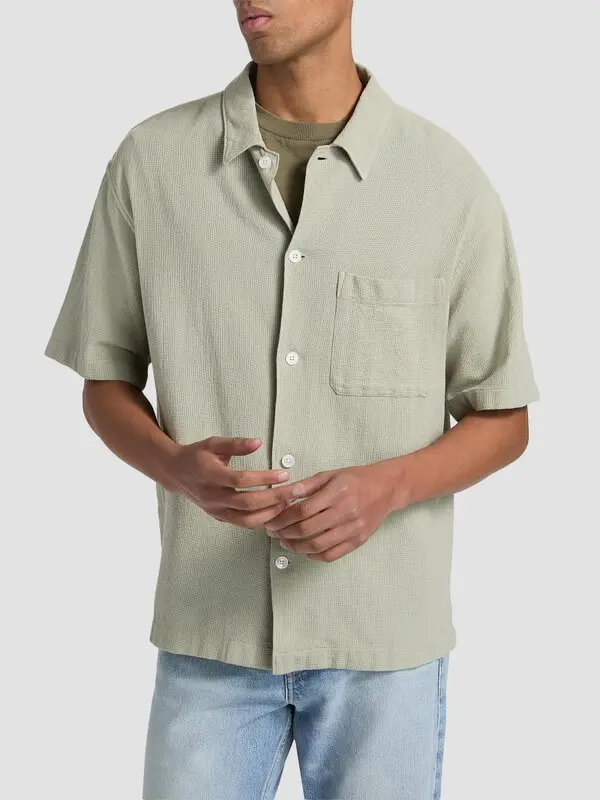 FRAME Open Weave Short-sleeve Shirt