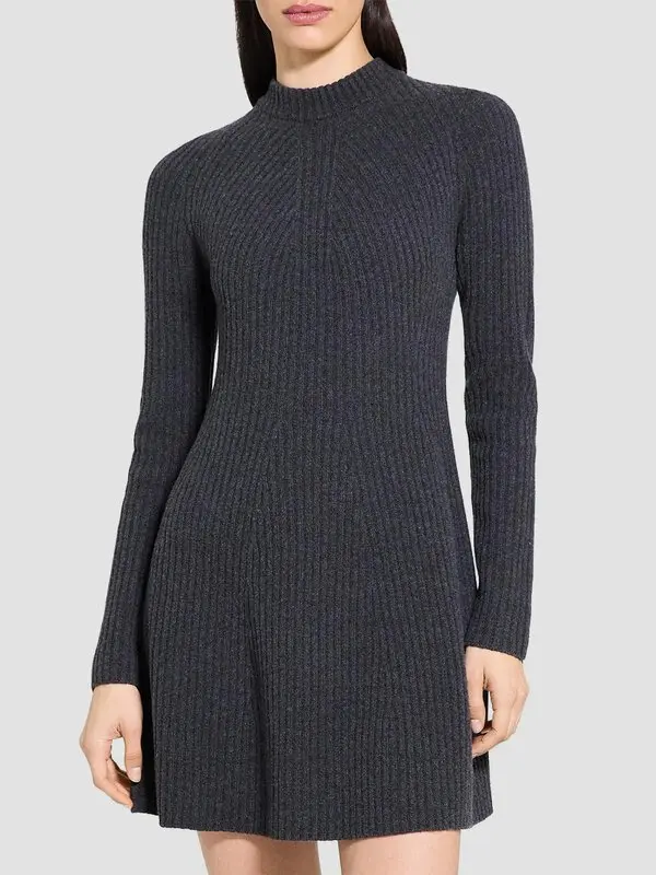 Theory Traveling Rib-knit Wool-cashmere Minidress