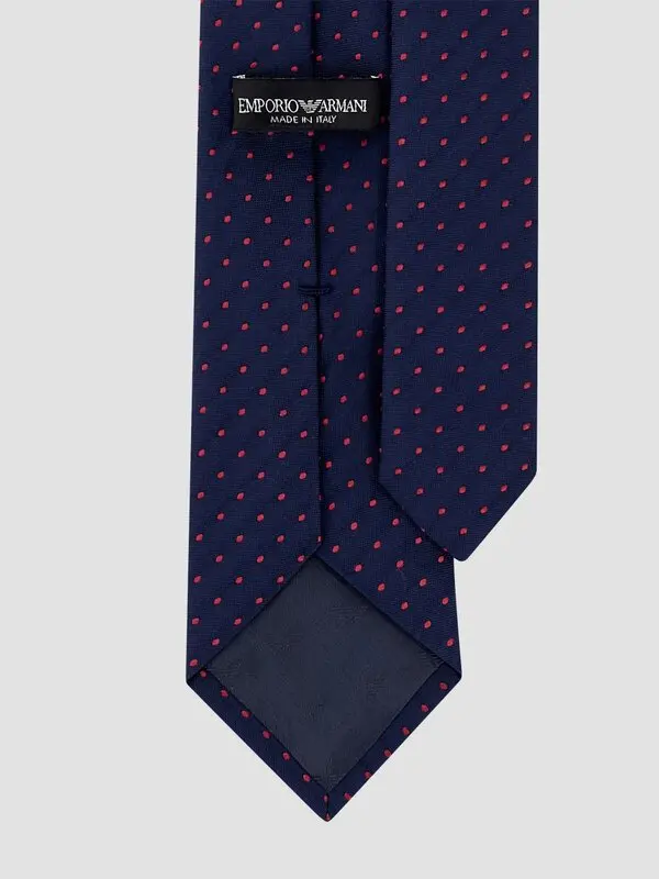 Emporio Armani Micro-diamond Grid Silk Tie - Fancy Blue