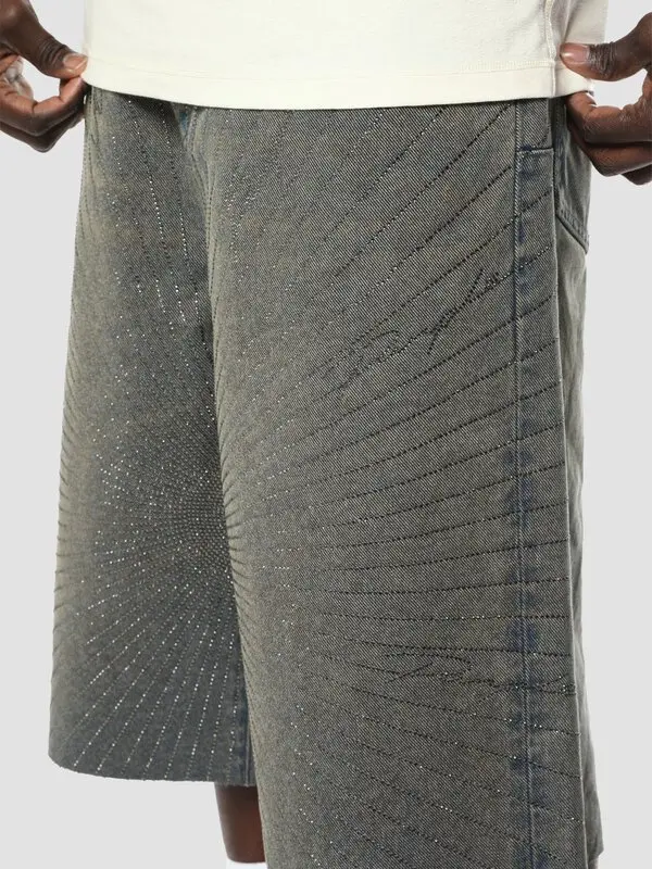 PURPLE BRAND Radial Hotfix Cotton Shorts