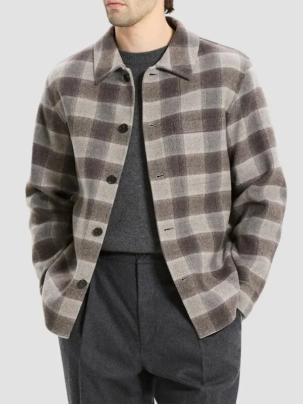 Theory Check Double-face Wool-cashmere Overshirt