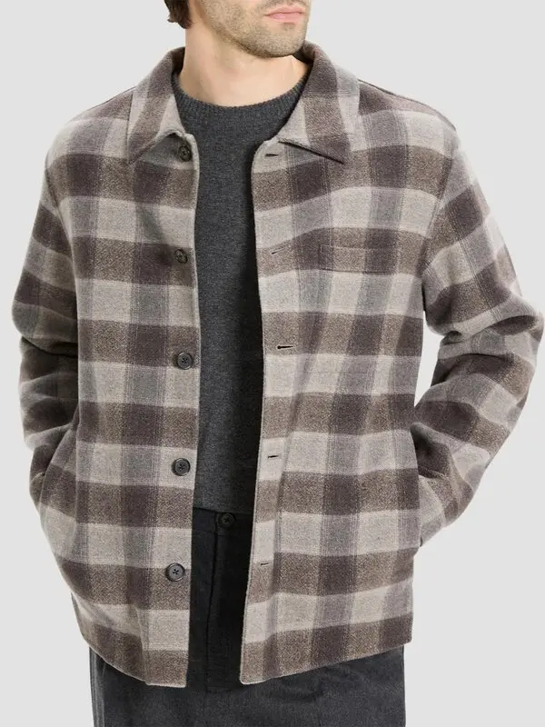Theory Check Double-face Wool-cashmere Overshirt