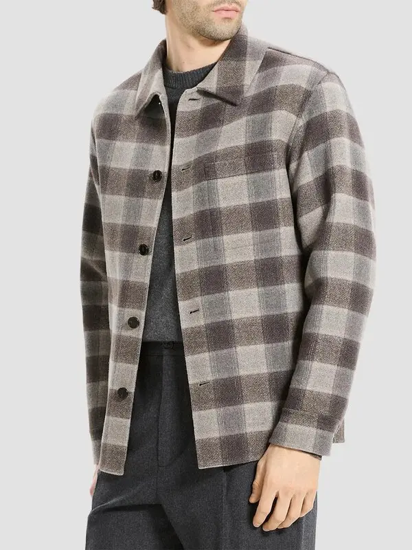 Theory Check Double-face Wool-cashmere Overshirt