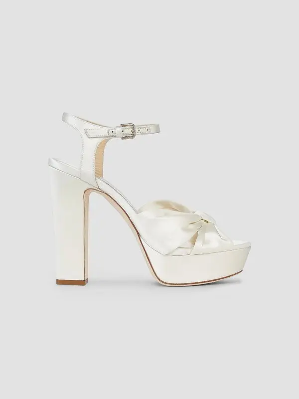 JIMMY CHOO Heloise 120mm Satin Platform Sandals - Ivory