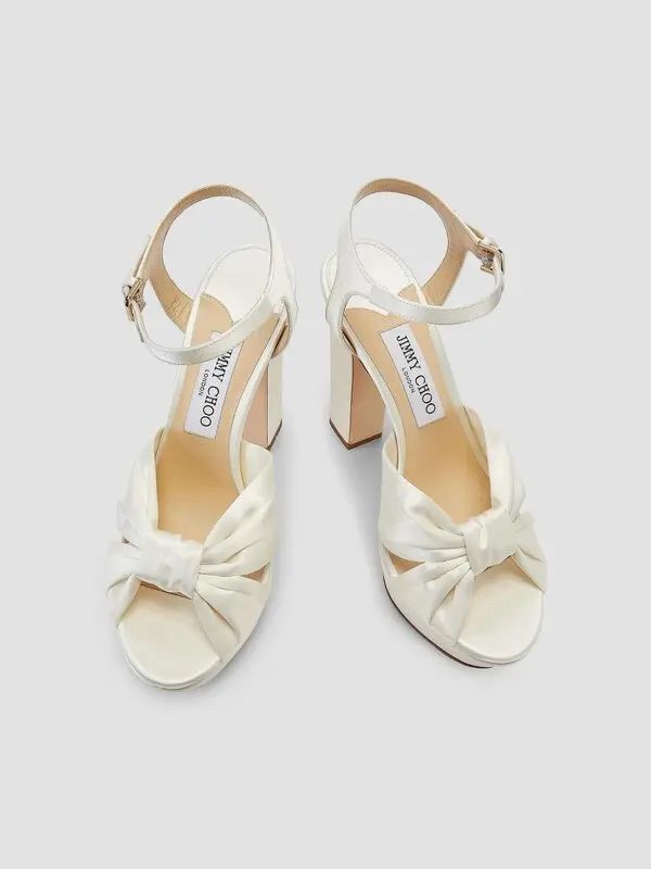 JIMMY CHOO Heloise 120mm Satin Platform Sandals - Ivory
