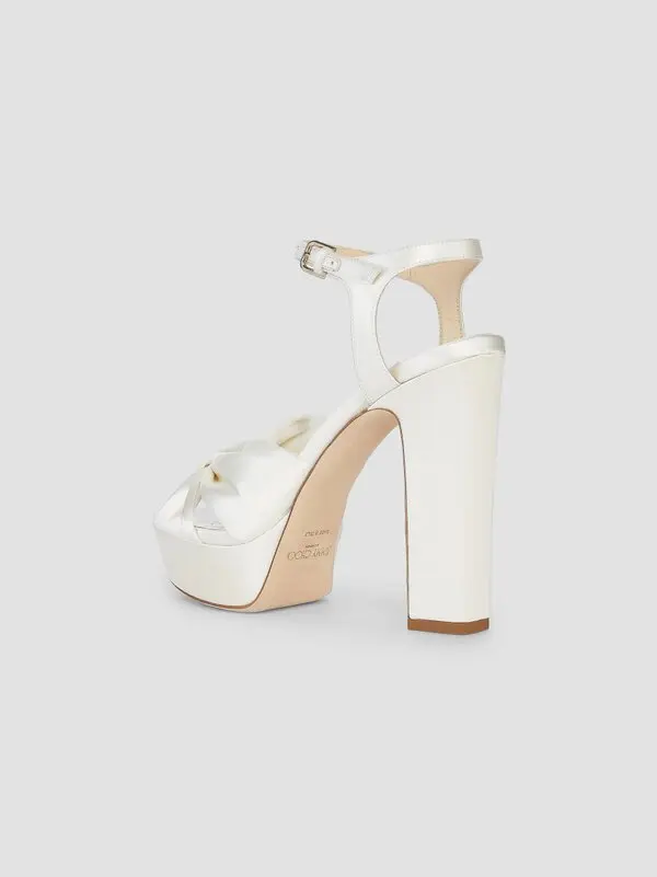 JIMMY CHOO Heloise 120mm Satin Platform Sandals - Ivory