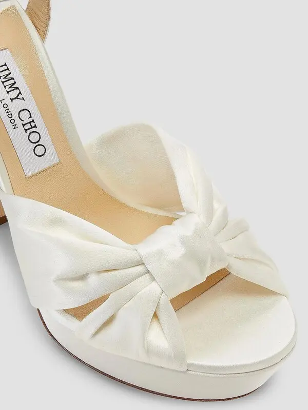 JIMMY CHOO Heloise 120mm Satin Platform Sandals - Ivory