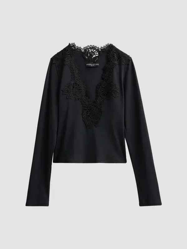 Generation Love Lady Lace Ribbed Top